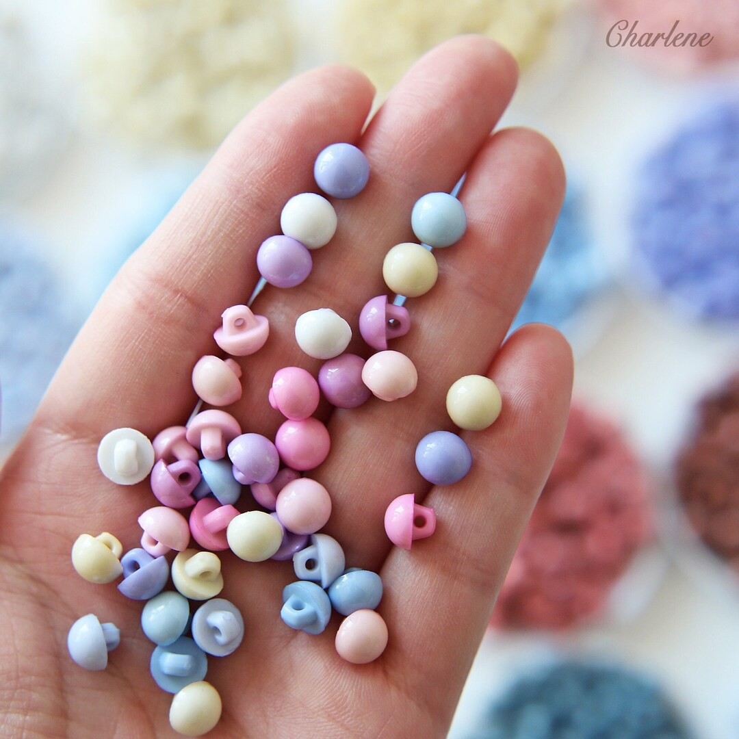 7.5mm Tiny Round Shank Buttons, in 24 Colors, Tiny Domed Buttons, Mini ...