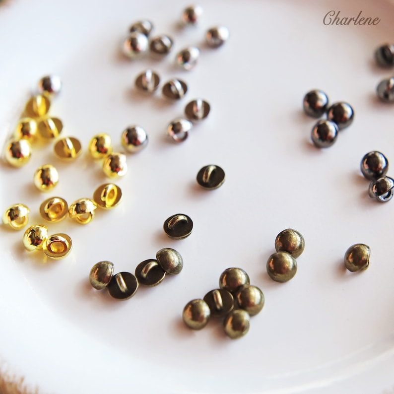 4mm Mini Metal Round Shank Buttons, in 4 Colors, Doll Clothing Buttons ...