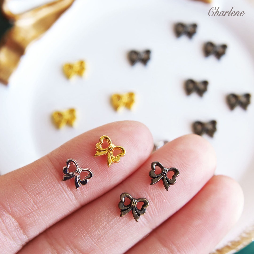 7mm Mini Metal Bow Shape Buttons, in 4 Colors, Micro Tiny Buttons for ...