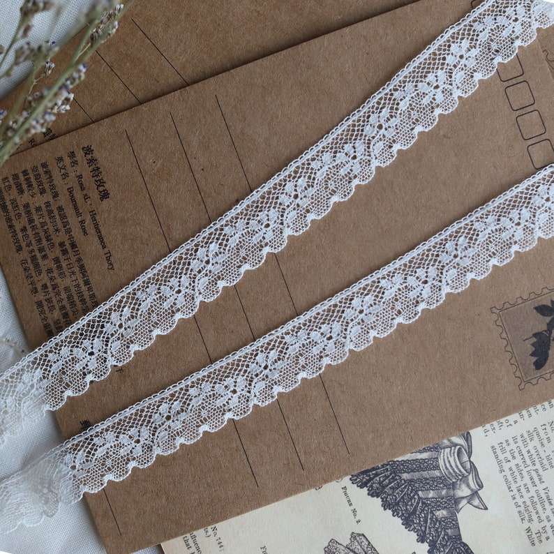 14mm French heirloom ecru cotton lace trim by the yard made | Etsy