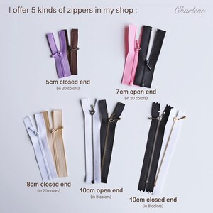 7cm/2.8" Open End Super Tiny Zippers for Doll Clothes, in 20 Colors ...