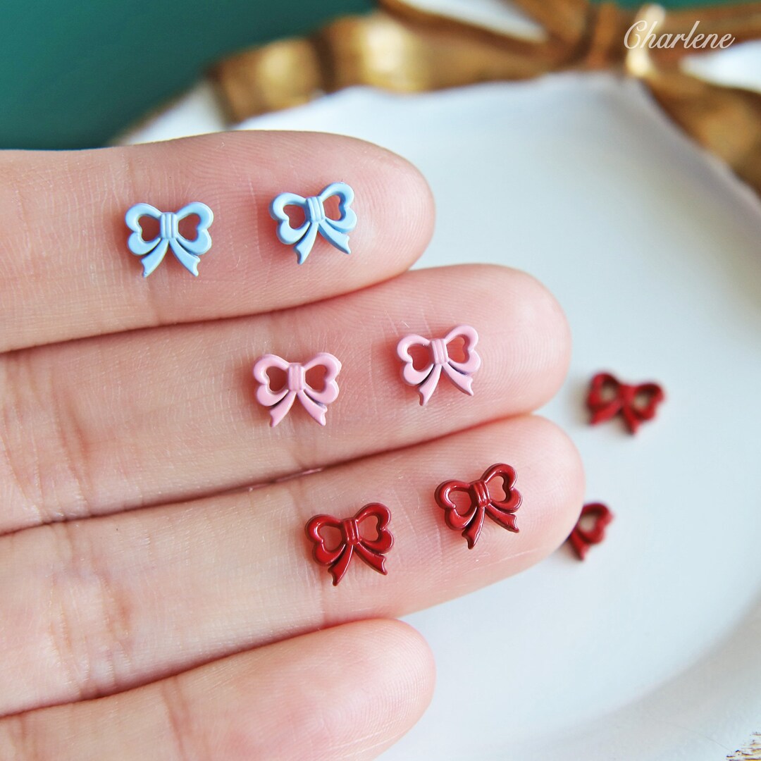 7mm Mini Metal Bow Shape Buttons, in 3 Colors, Micro Tiny Buttons for ...