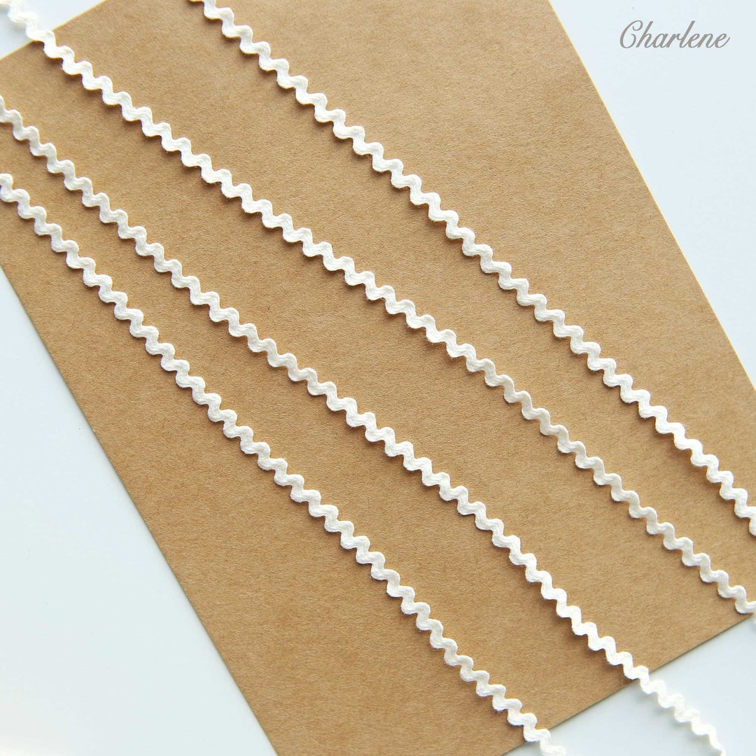 2 Yards - 3mm/0.12" Cotton Wavy Lace Trim in Cream Color, Ric Rack Trim ...