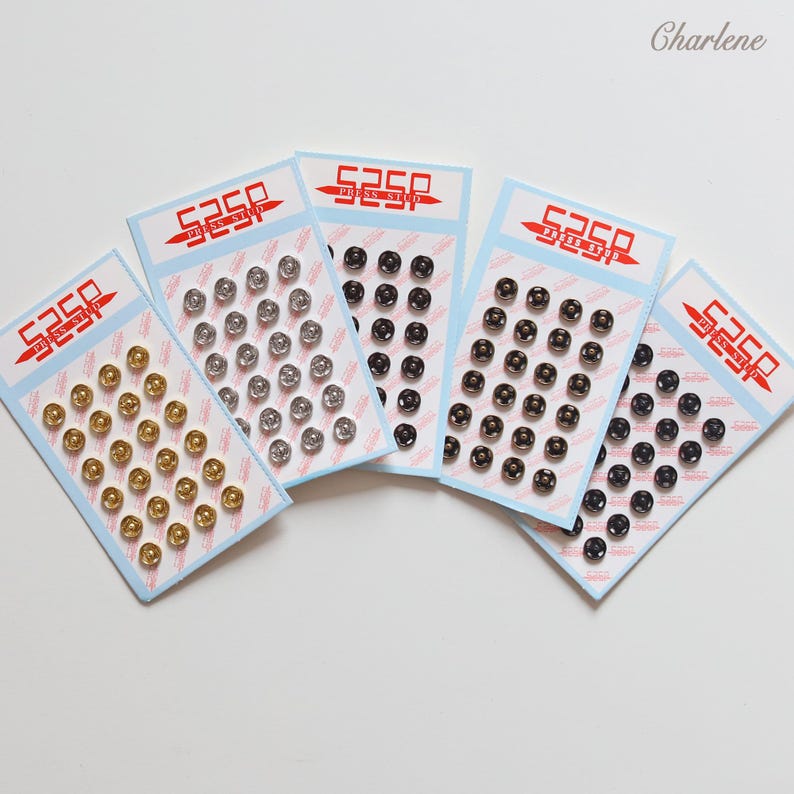 24 Pairs - 6MM Mini Brass Metal Snap Buttons, in 5 Colors, Mini Snap ...