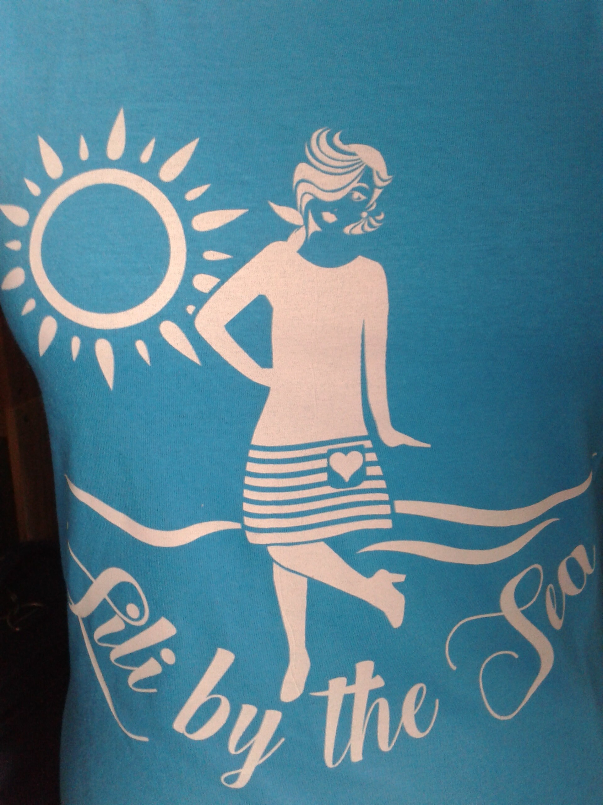 Nautical Turquoise Tshirt for Women, Ladies Shirt Sleeved Graphic Tee ...
