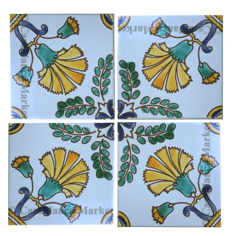 Mediterranean Tiles Hand Painted Tiles Backsplash Tiles - Etsy