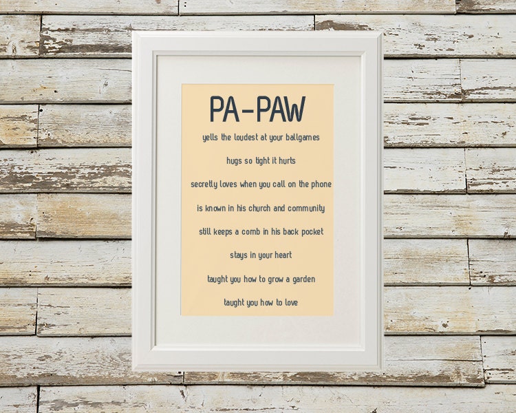 Papaw Poem Art Print, Gift for Grandpa (digital Download) - Etsy