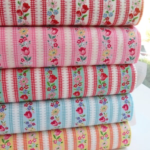 1/2 Yard Yuwa Atsuko Matsuyama Japan | Tulip Ribbon | AT826811 B Pink ...