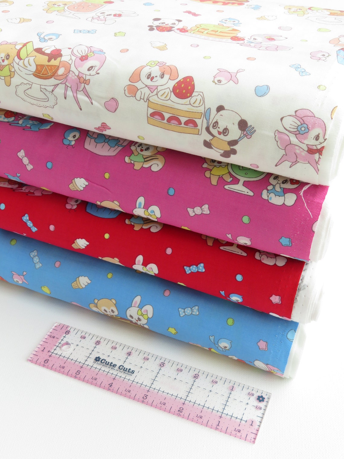 1/2 Yard Marron Nagao Retro Animal Sweets Dream for Kei Fabric ...