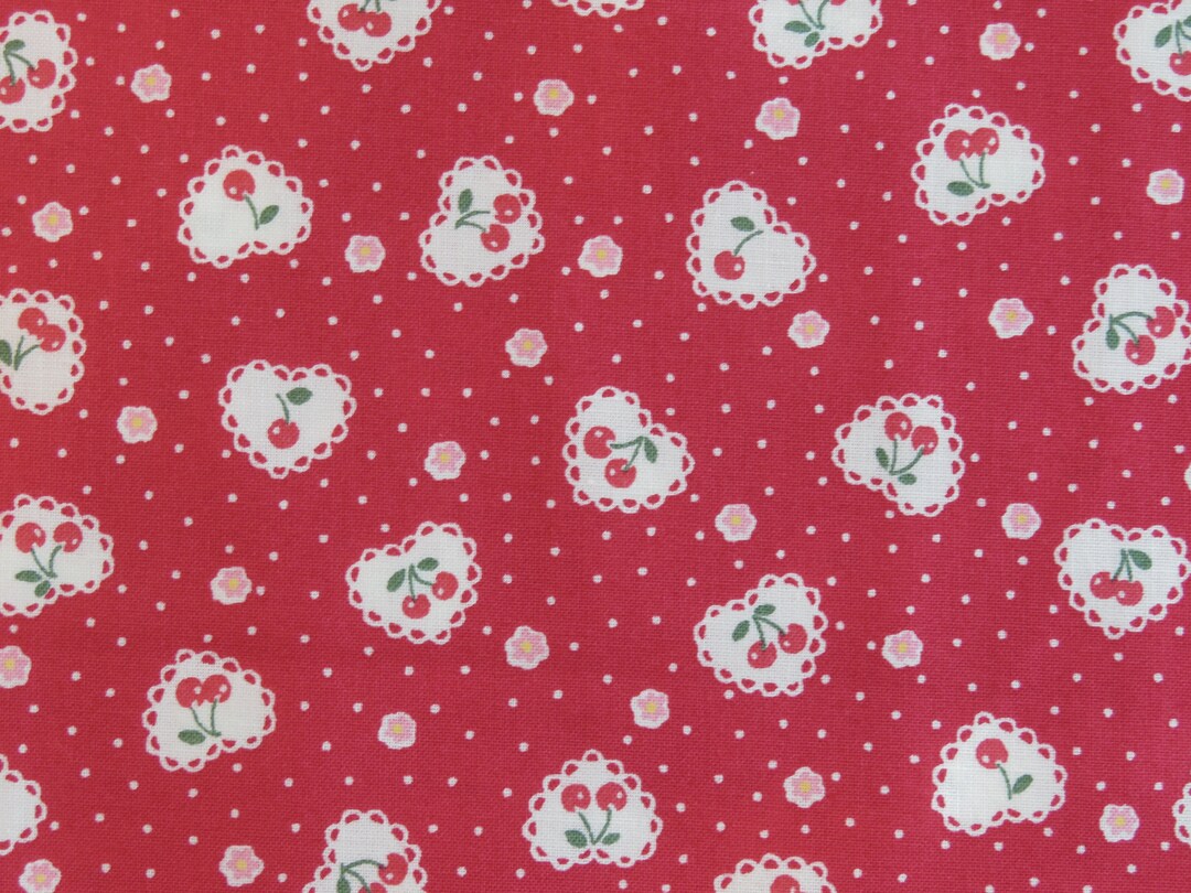 1/2 Yard Yuwa Atsuko Matsuyama Japan | Cherry Heart | AT826805 B Red - Etsy