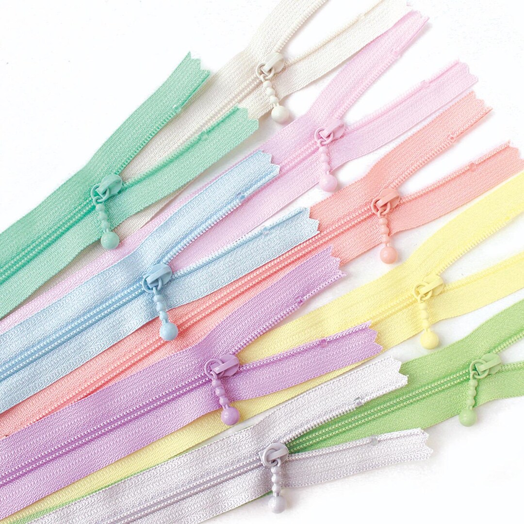 Set of 9 YKK Closed End Zippers With Pale Colors Ball Pull 9 Colors 1 Pc Each | 10cm/4” or 14cm ...