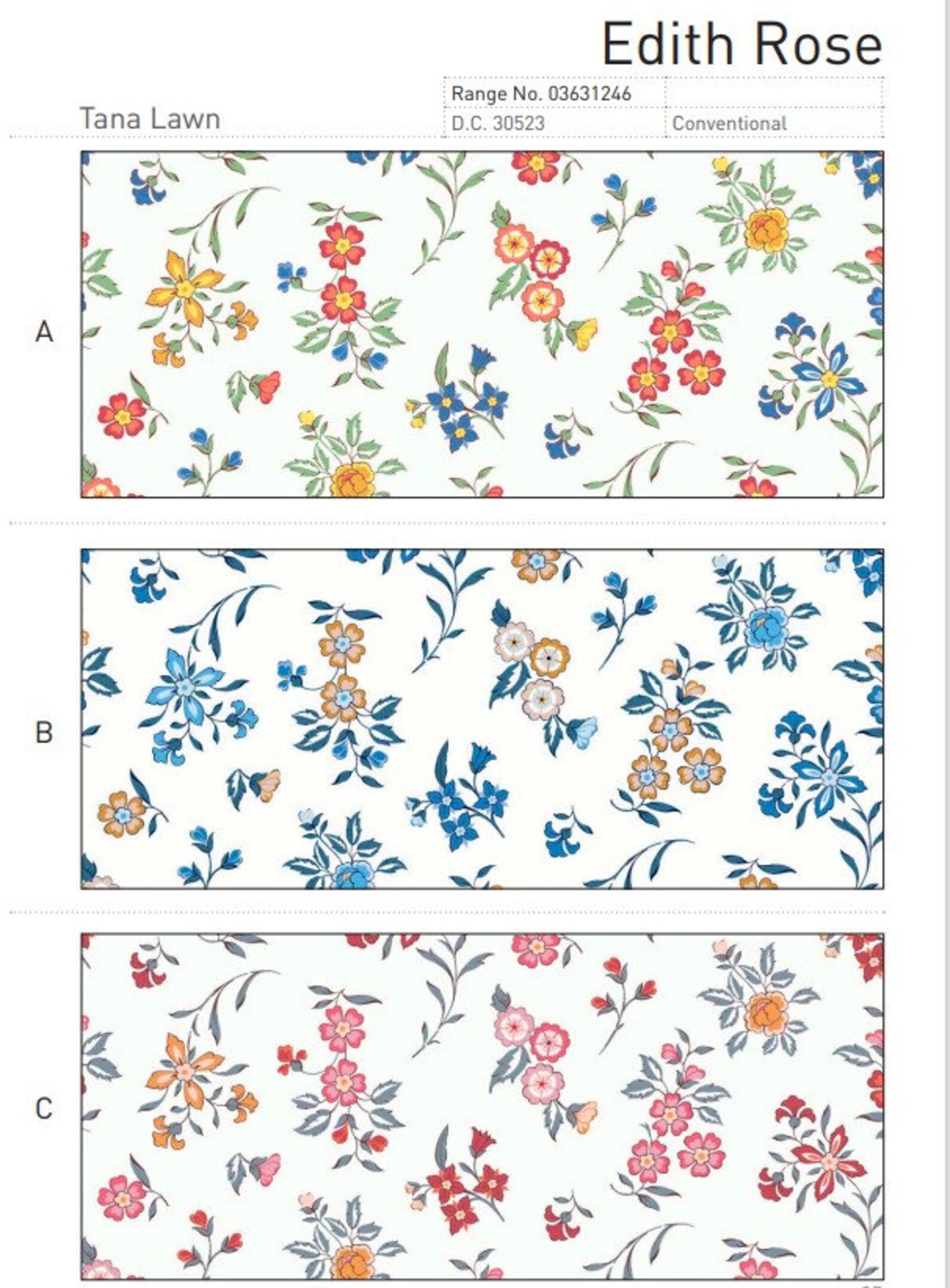 Liberty Fabrics Tana Lawn® Edith Rose Colorway C | Etsy