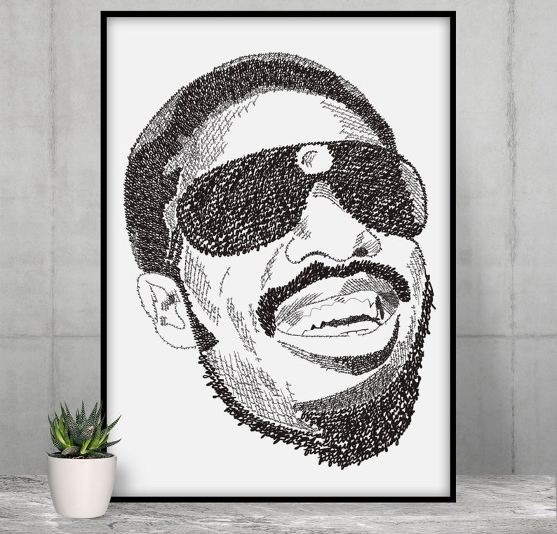 Stevie Wonder in Words - Art Print | Word Portrait | Hand Drawn | Black ...