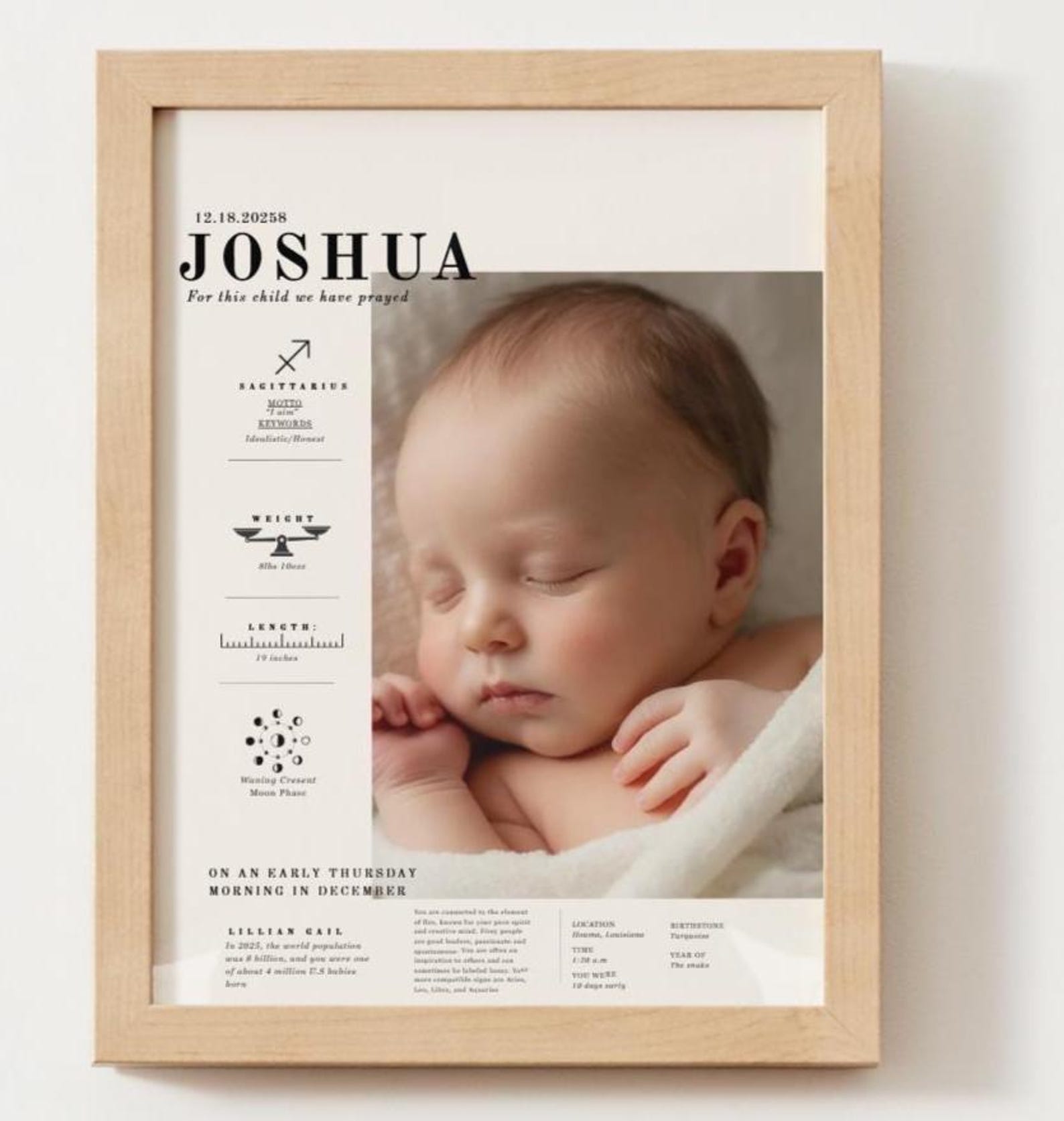 Custom Birth Stat Baby Print - Etsy