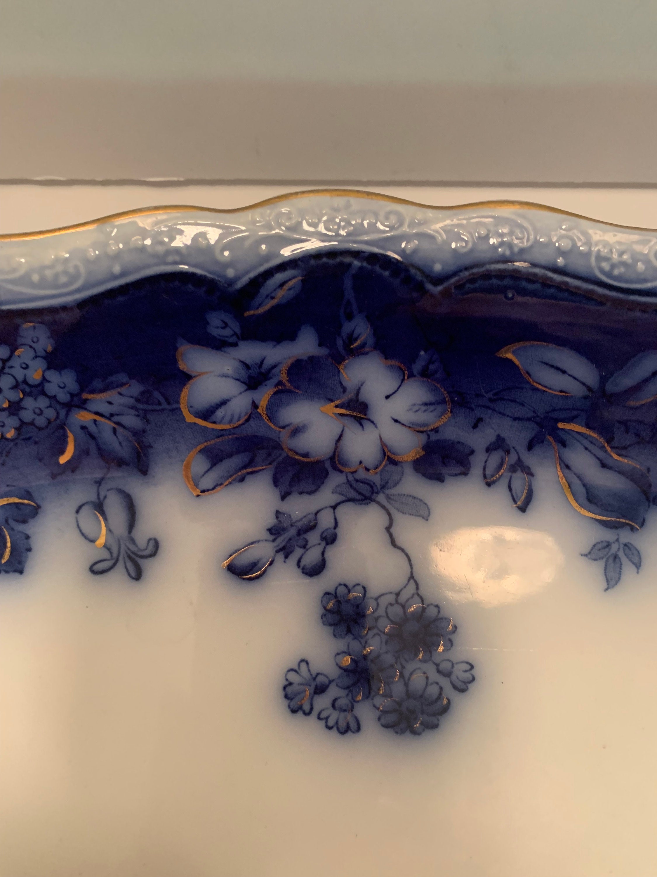 Antique FLO BLUE PLATTER johnson Bros 16 - Etsy