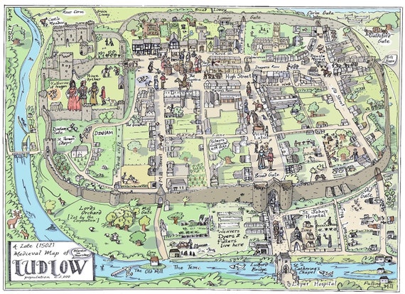 Medieval Ludlow A3 an Historically Accurate Map of the - Etsy UK