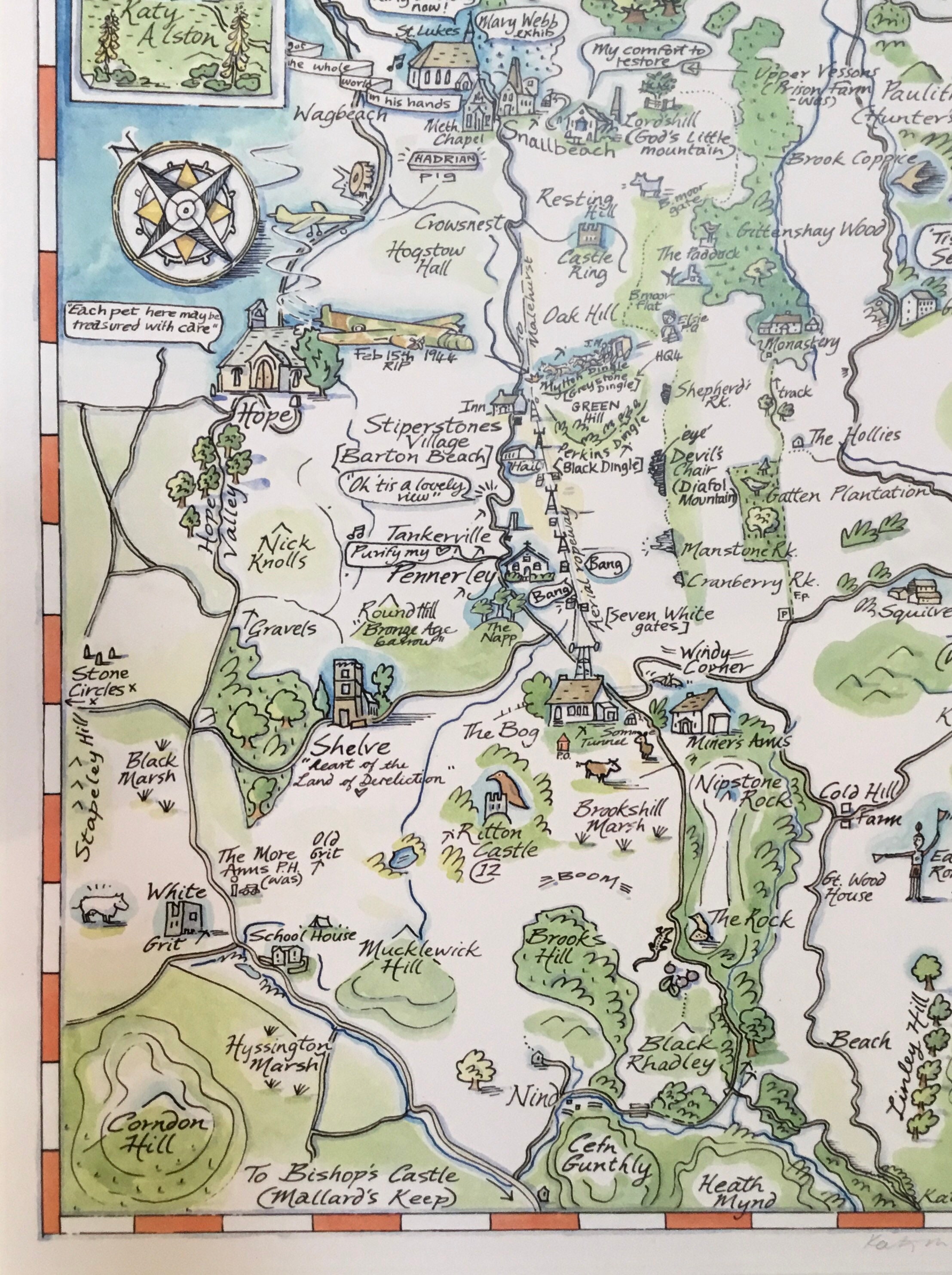 An Illustrated Map of the Stiperstones Shropshire by Katy | Etsy