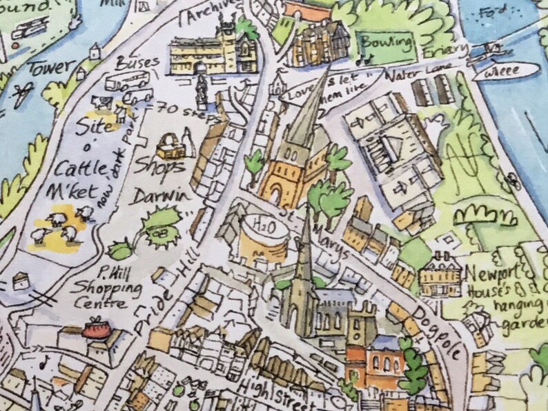 A Map of Shrewsbury - Etsy UK
