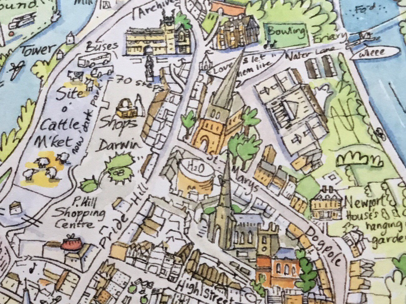 A Map of Shrewsbury - Etsy UK