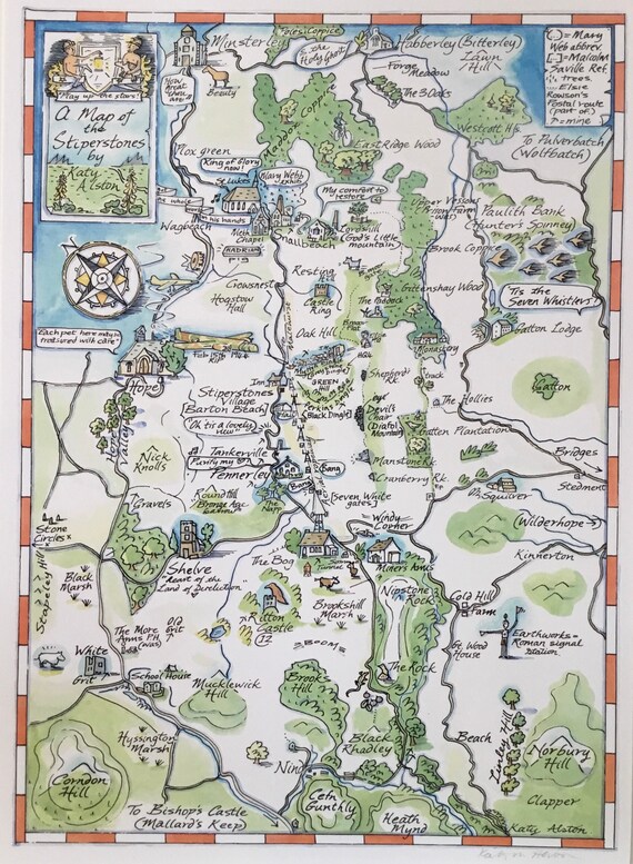 An Illustrated Map of the Stiperstones Shropshire by Katy | Etsy