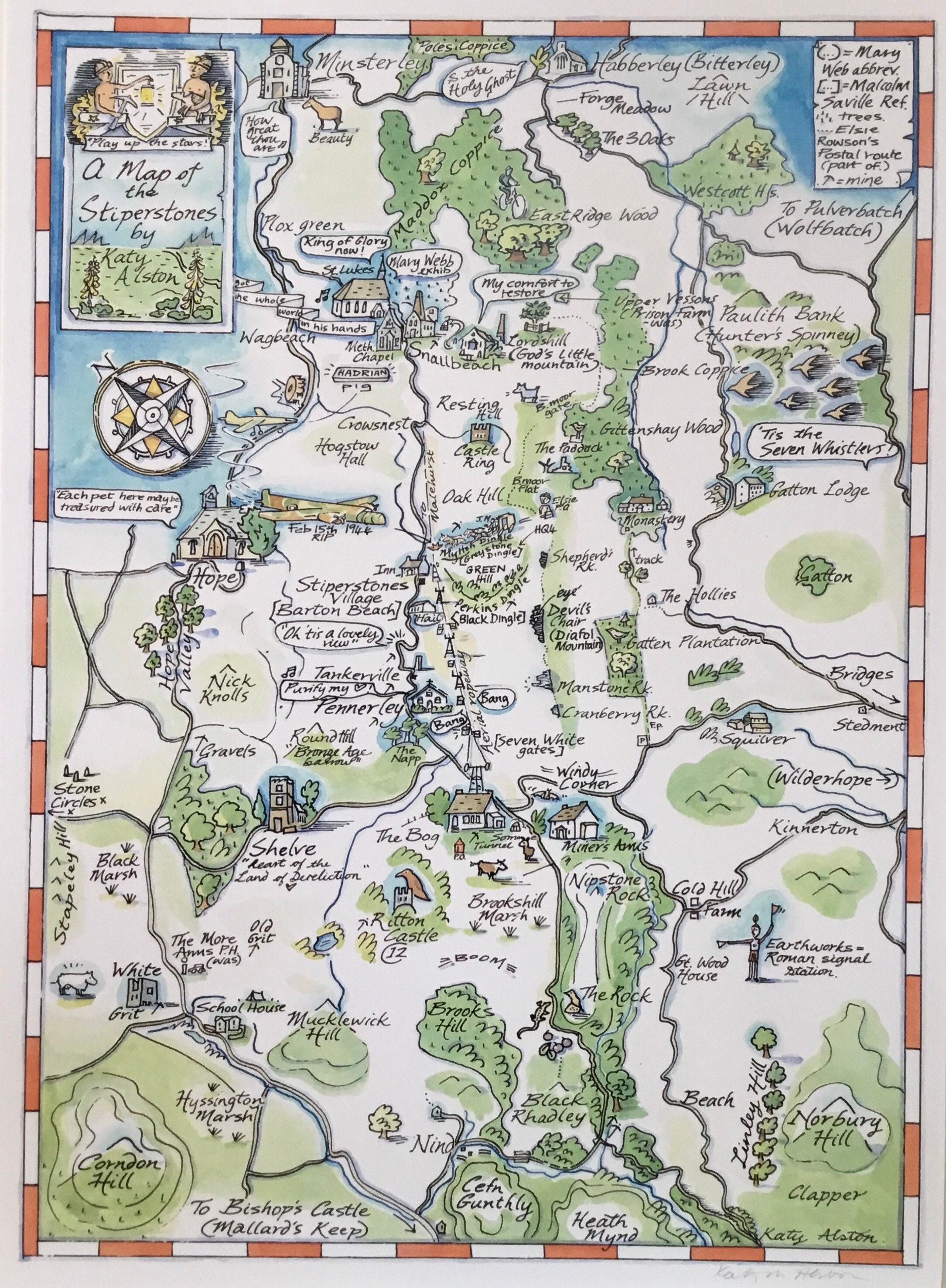 An Illustrated Map of the Stiperstones, Shropshire by Katy Alston - Etsy