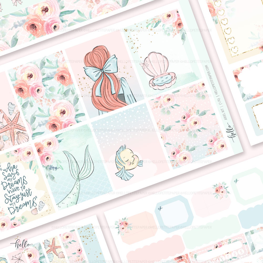Ariel little Mermaid Inspired Planner Sticker Kit / 5 | Etsy