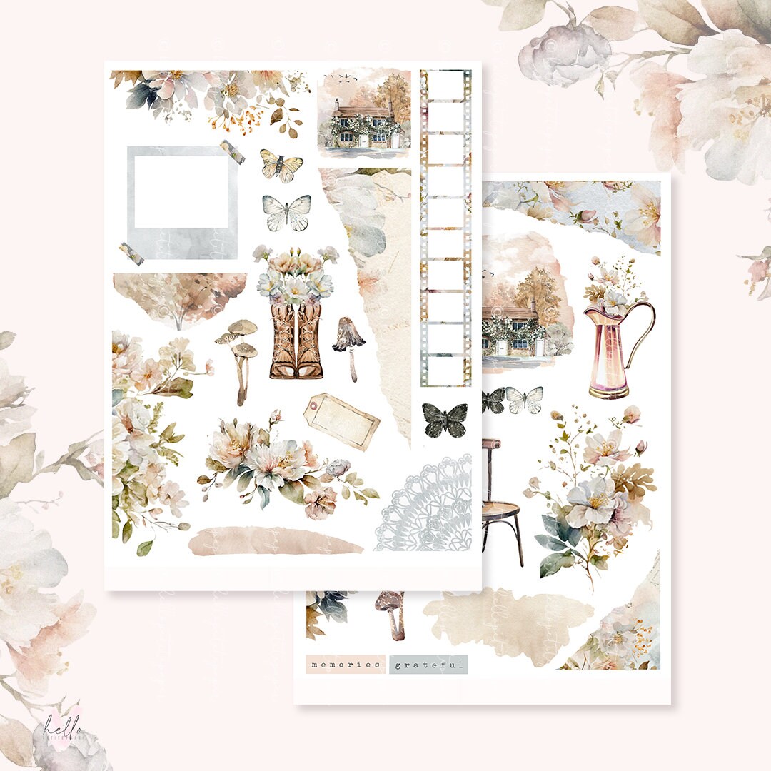 Journaling Sticker Kit - Cottage | Planner Stickers (select Your Page ...