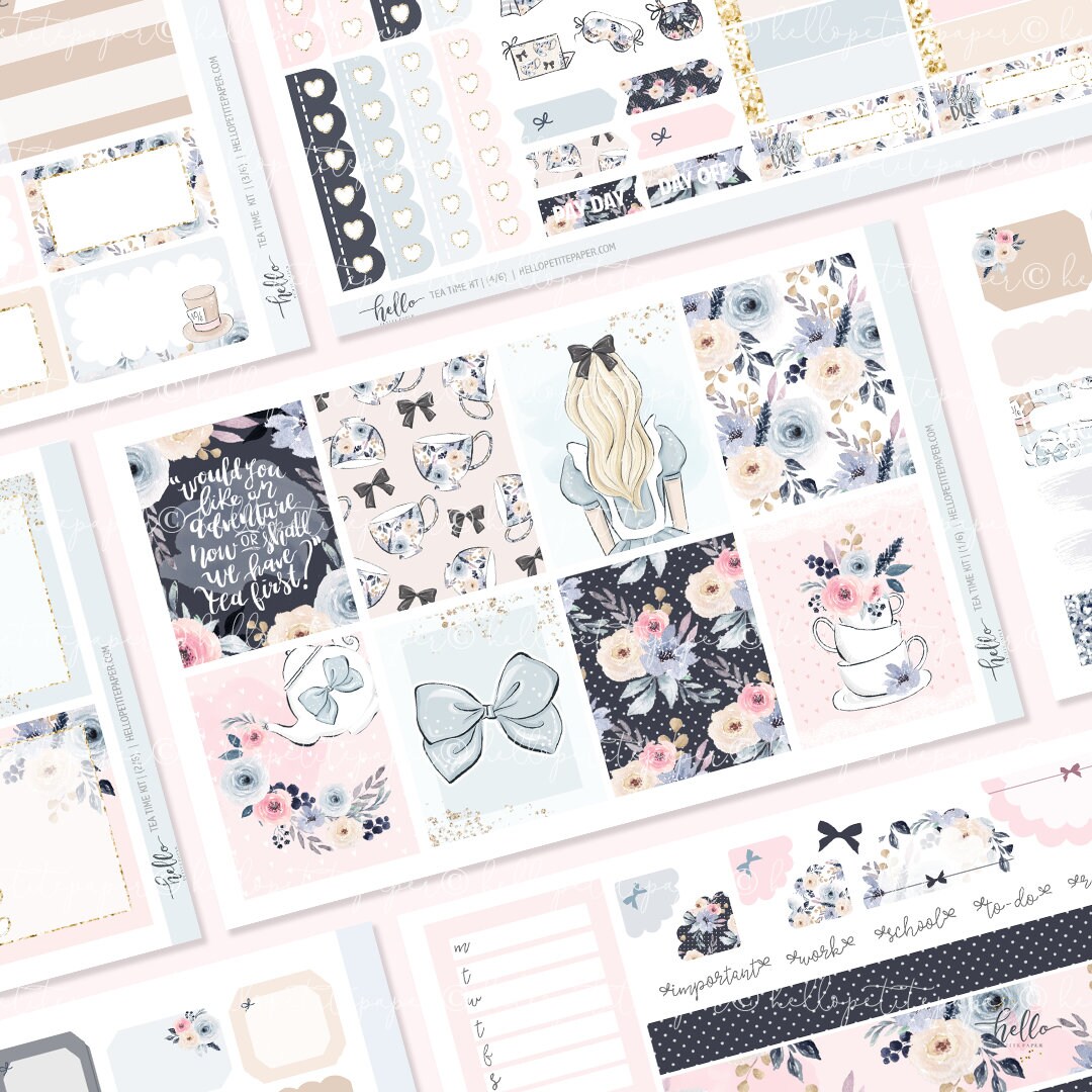 Tea Time (alice in Wonderland Inspired) - Planner Sticker Kit for the ...