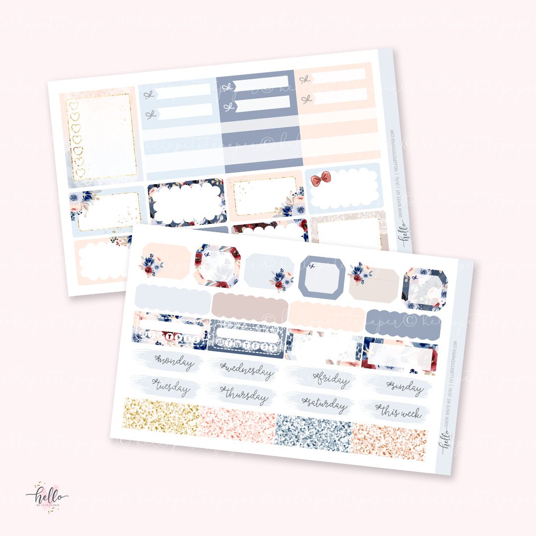 Snow White - Sticker Kit / 5 Pages, Matte or Glossy Planner Stickers - Etsy