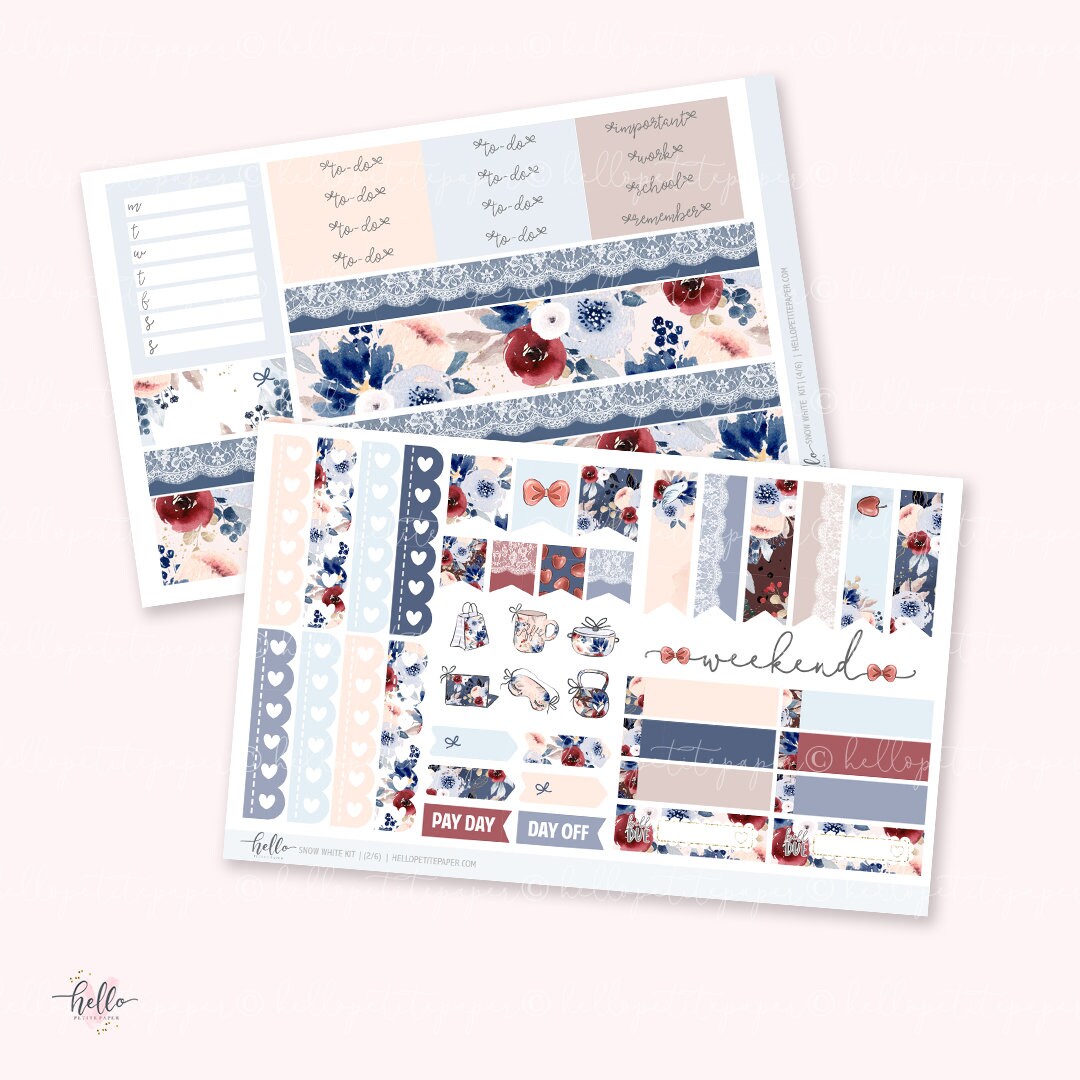 Snow White Sticker Kit / 5 Pages Matte or Glossy Planner - Etsy