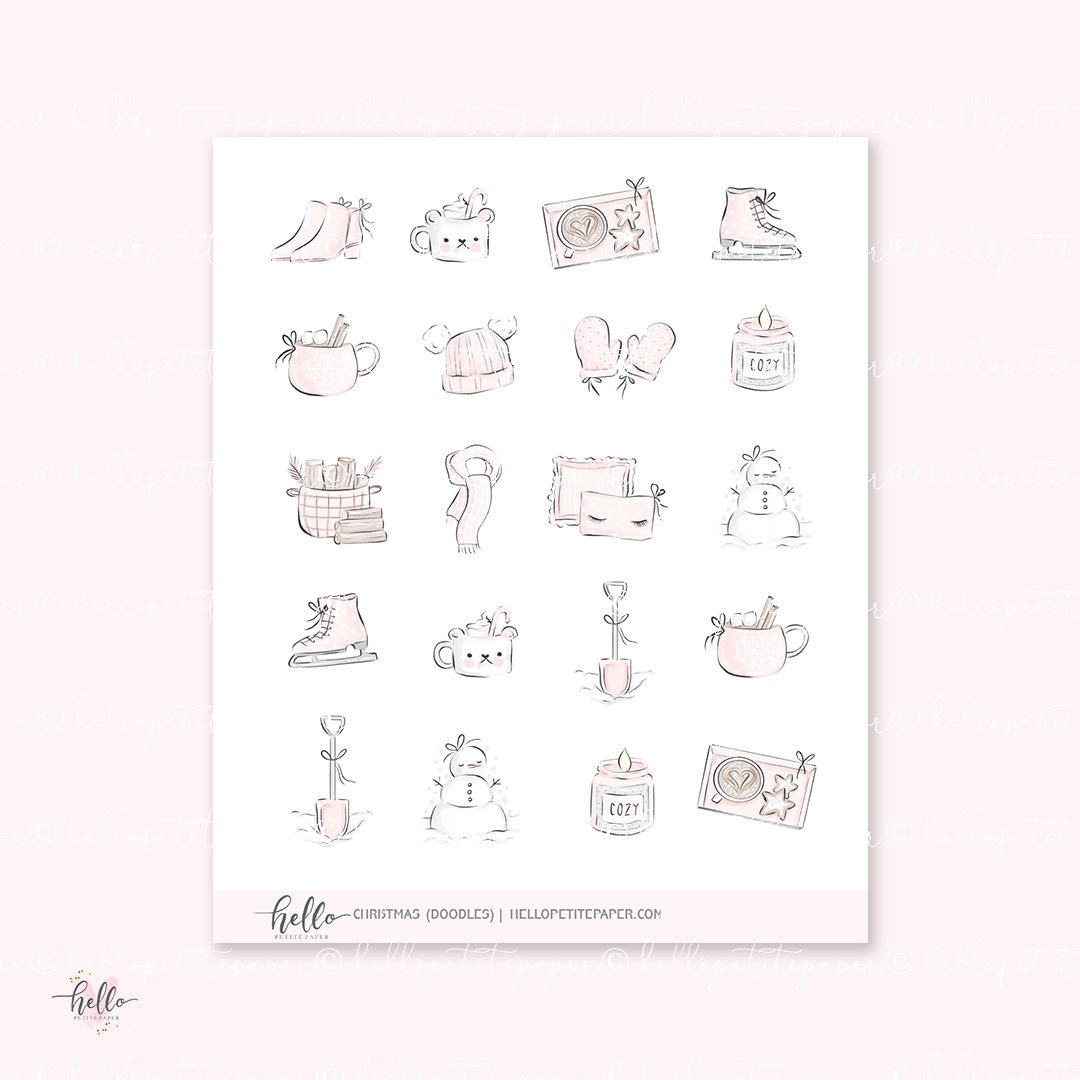 Doodle Icons WINTER Dainty Hand-drawn Planner Stickers - Etsy