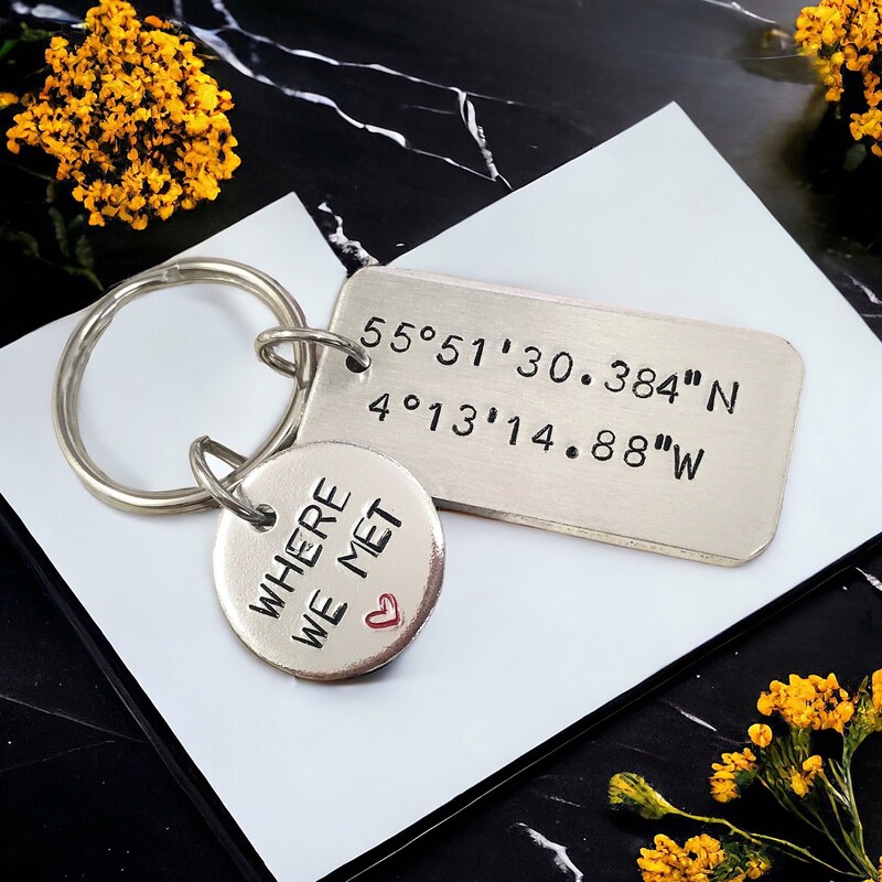 Coordinates Keychain - Etsy