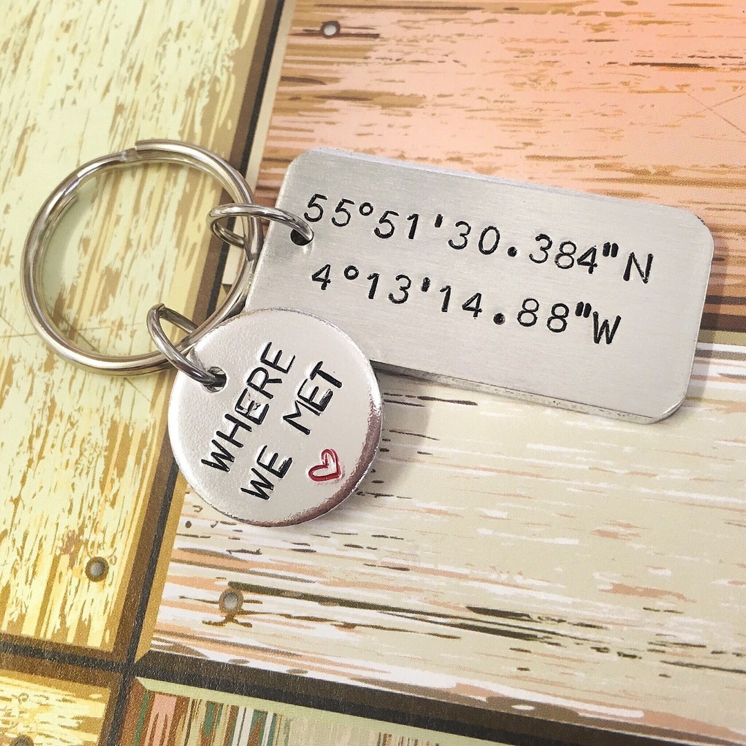 Coordinates Keyring Keychain, Latitude Longitude Keyring, Personalised ...