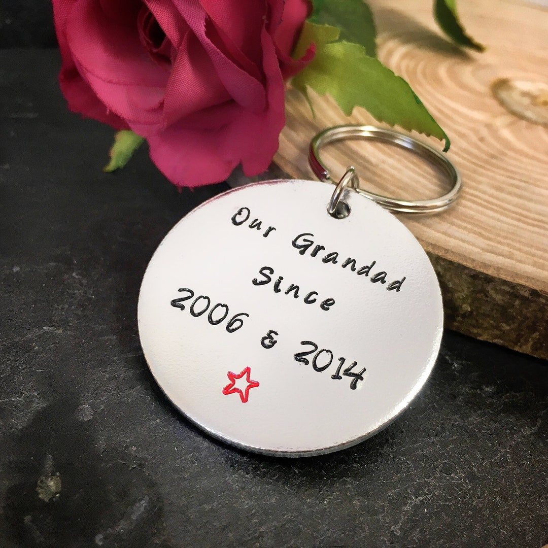 Personalized Grandad Keychain: Hand Stamped Aluminum Grandchildren ...