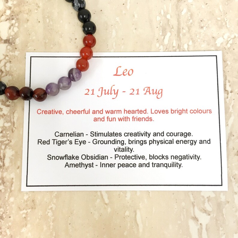 Leo zodiac bracelet August birthday gifts Leo birthstone | Etsy
