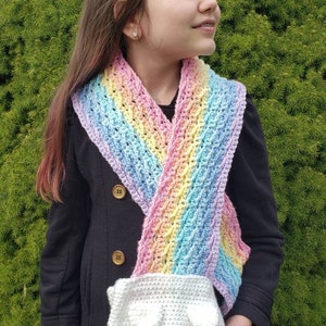 Pastel Rainbow Cat Barf Scarf, White Cat, Crochet Scarf, Handmade - Etsy