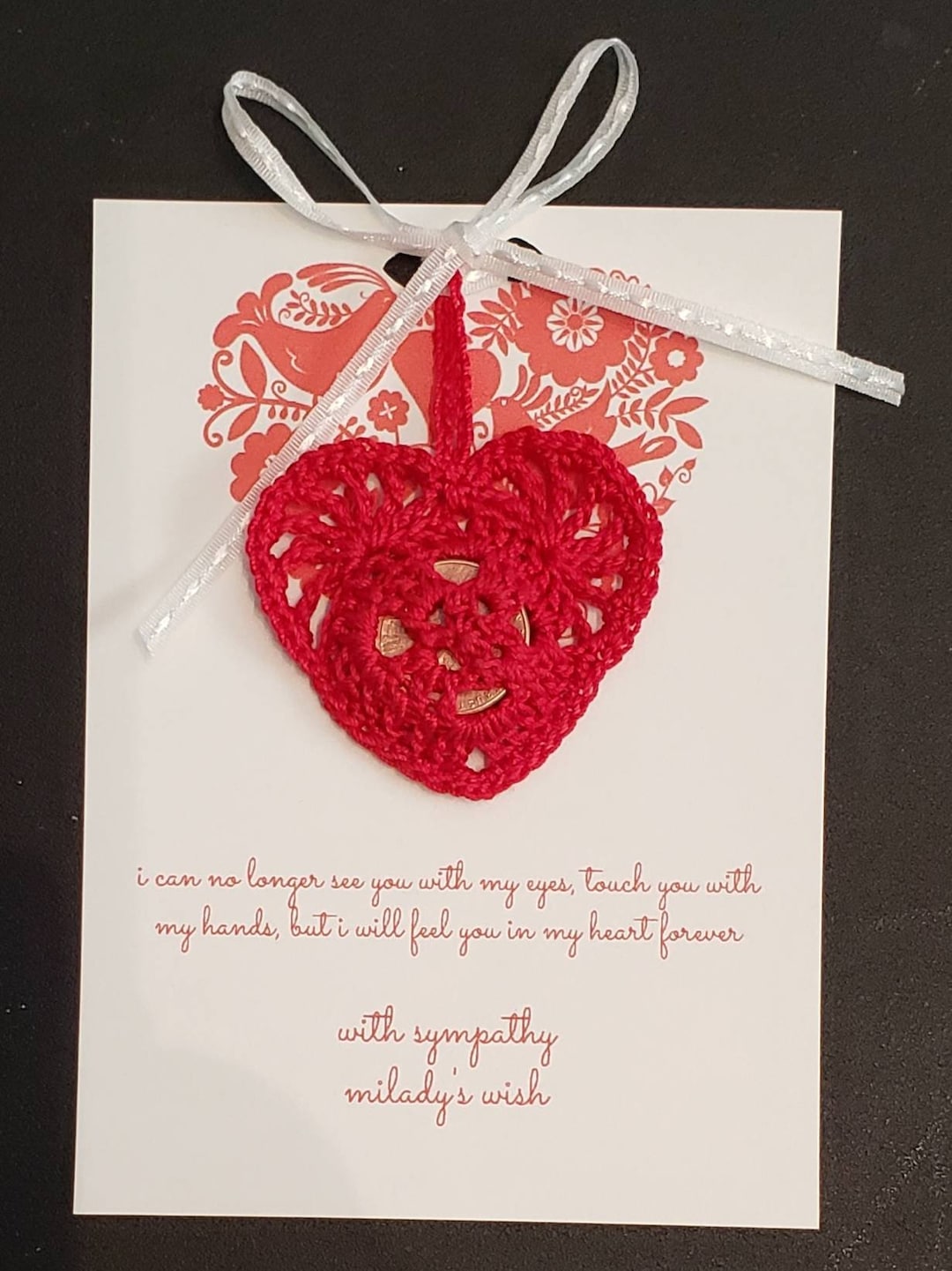 Remembrance Heart Charm, Penny, Crochet, Memorial Charm - Etsy