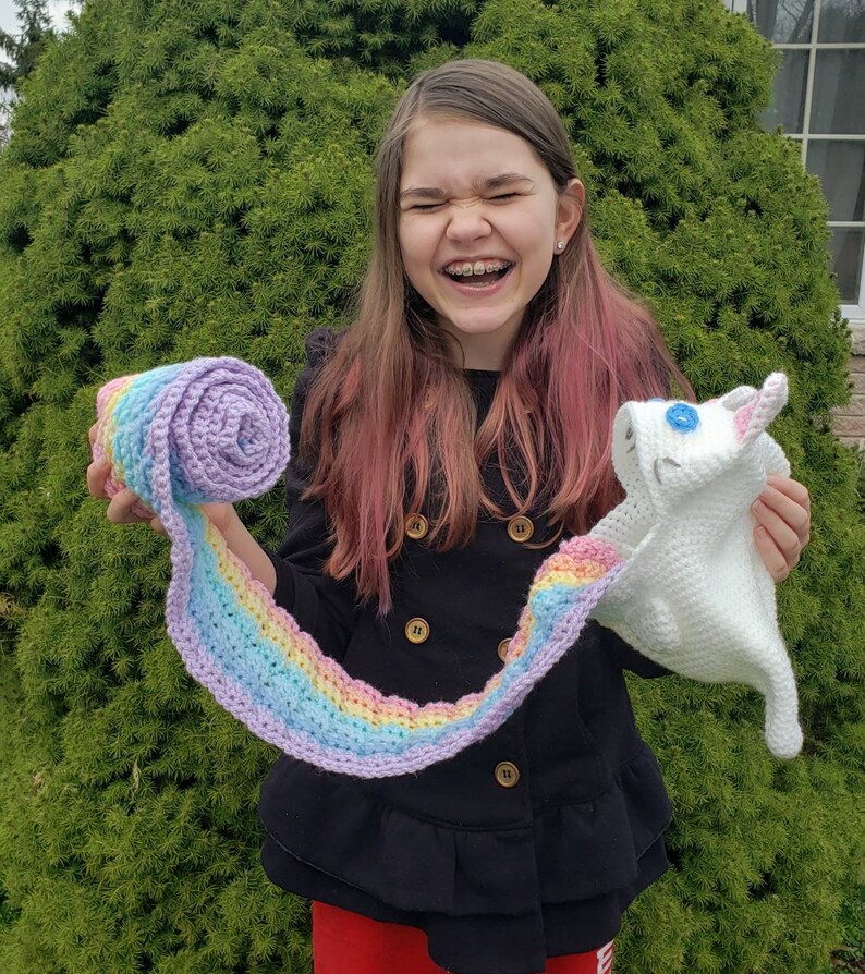 Pastel Rainbow Cat Barf Scarf, White Cat, Crochet Scarf, Handmade - Etsy