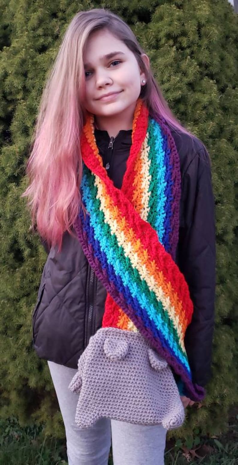 Rainbow Barf Cat Scarf Nyan Cat Crochet Made to Order - Etsy