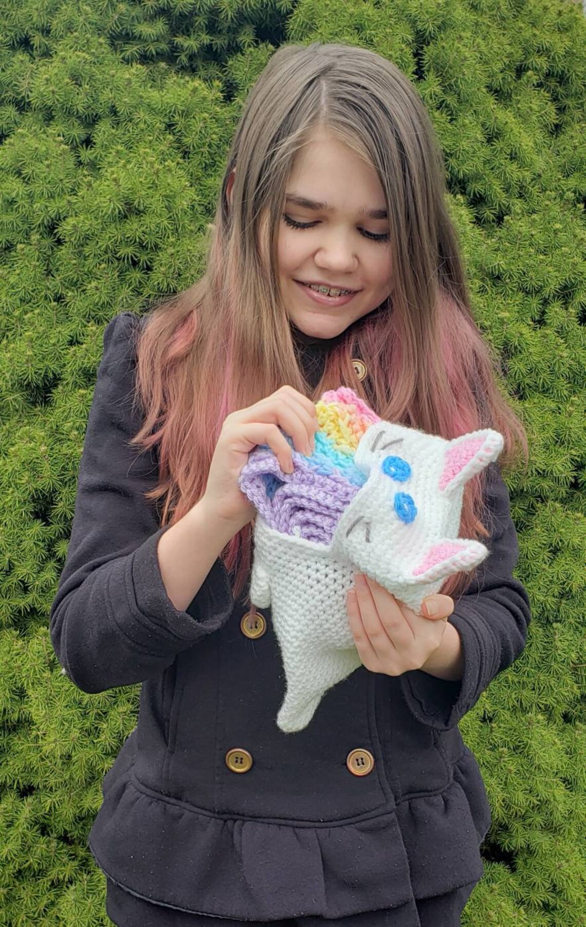 Pastel Rainbow Cat Barf Scarf, White Cat, Crochet Scarf, Handmade - Etsy