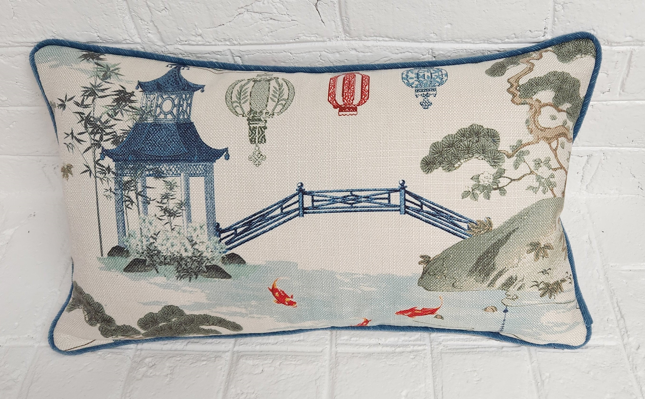 Asian Toile Cover Chinese Lanterns Chinoiserie Asian - Etsy