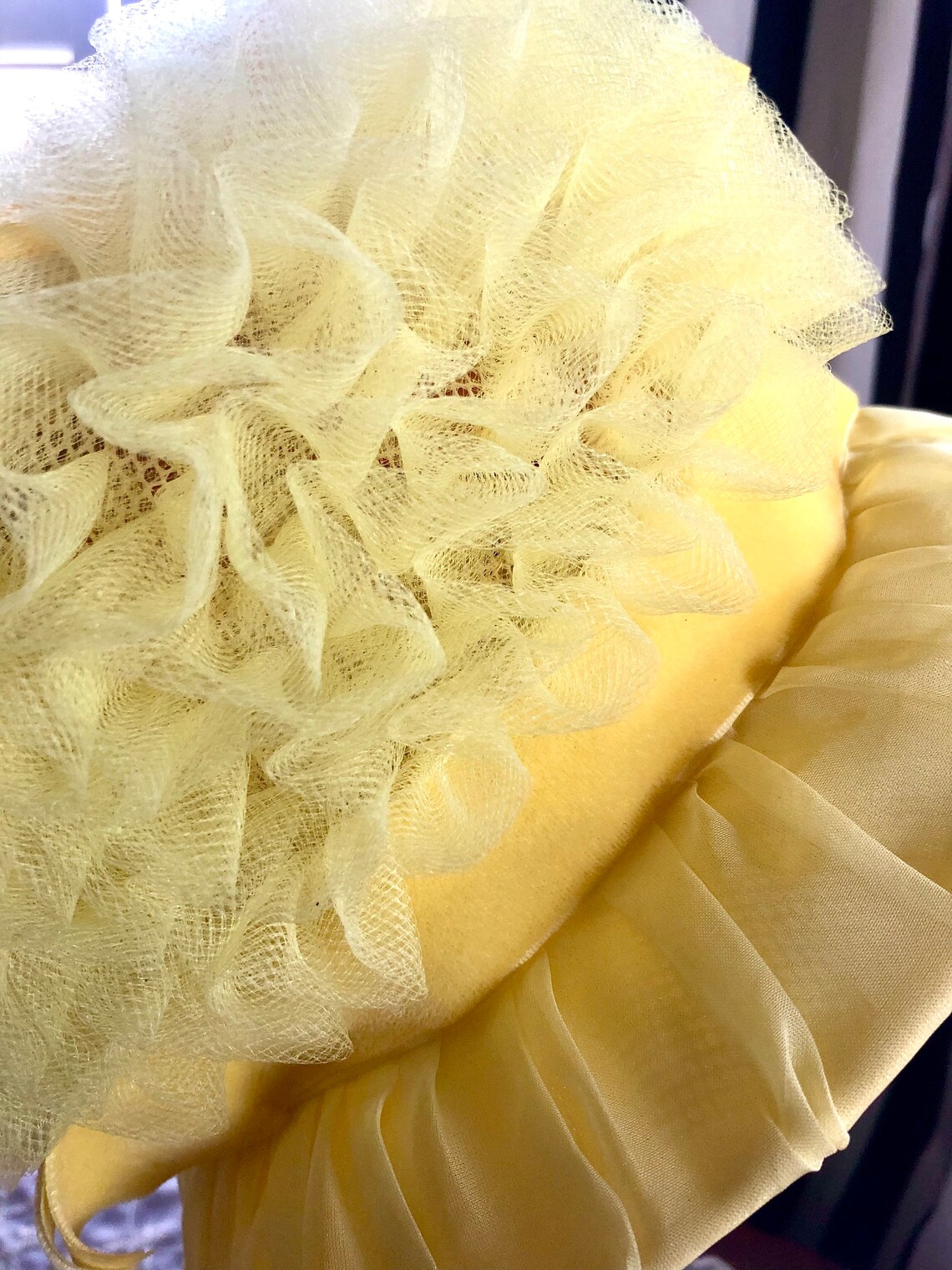 Hat #110 ~ Vintage C.1960s/70's Lemon Yellow Tulle Hat W/matching ...