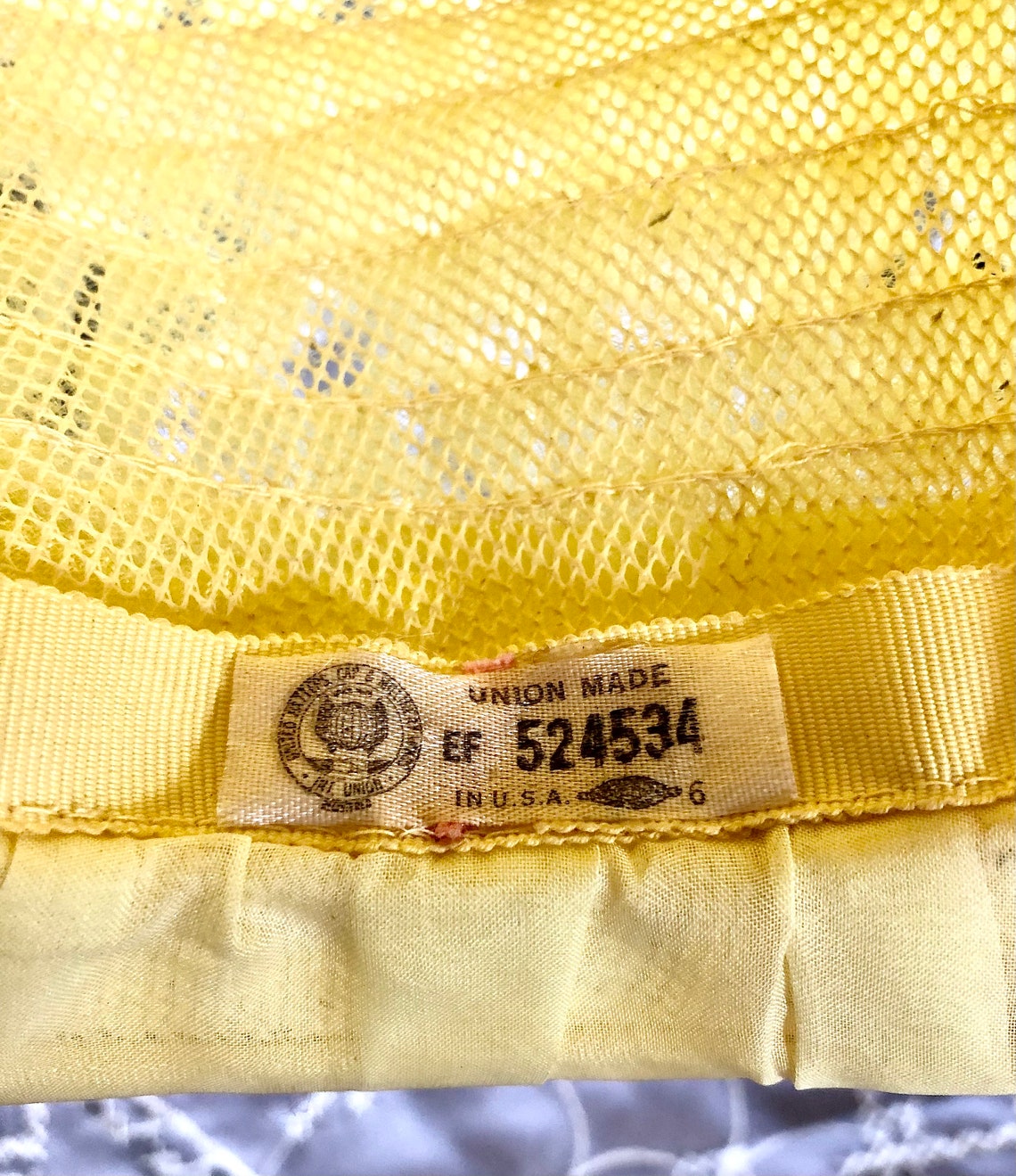 Hat #110 ~ Vintage C.1960s/70's Lemon Yellow Tulle Hat W/matching ...