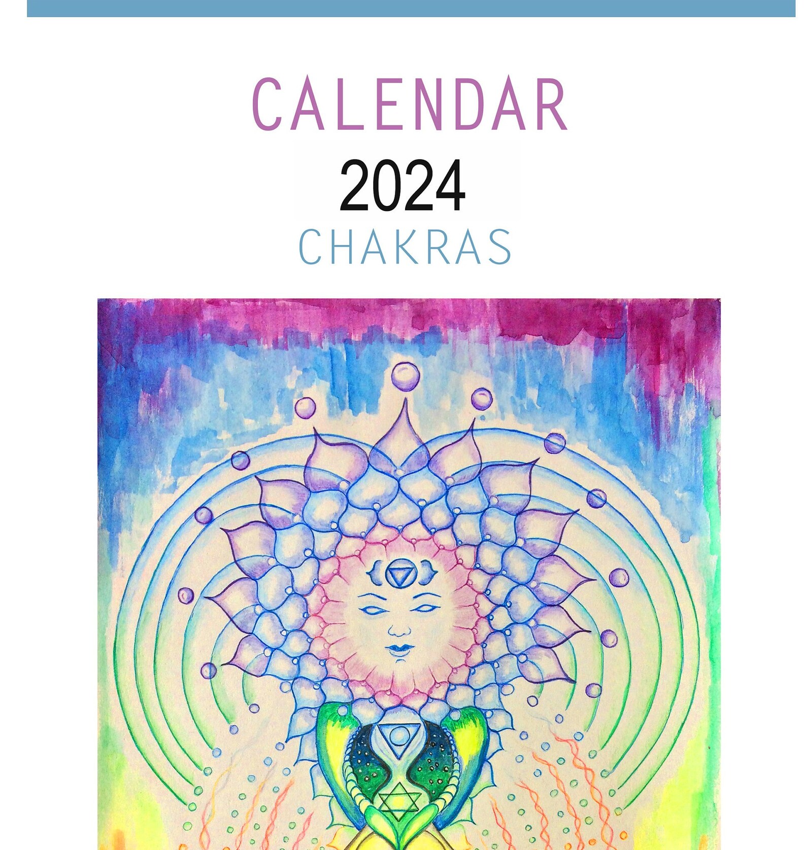 Digital Printable Yoga Art Chakras Calendar 2024 Original Paintings of ...