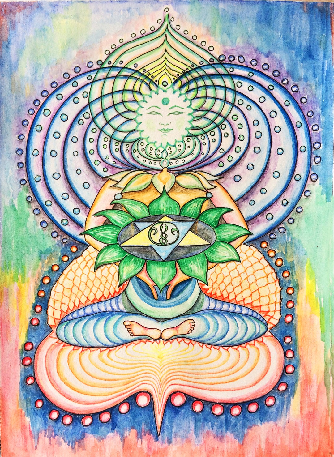 Heart Chakra Goddess Watercolor Painting - Yogic Art (A4 Size) - Etsy