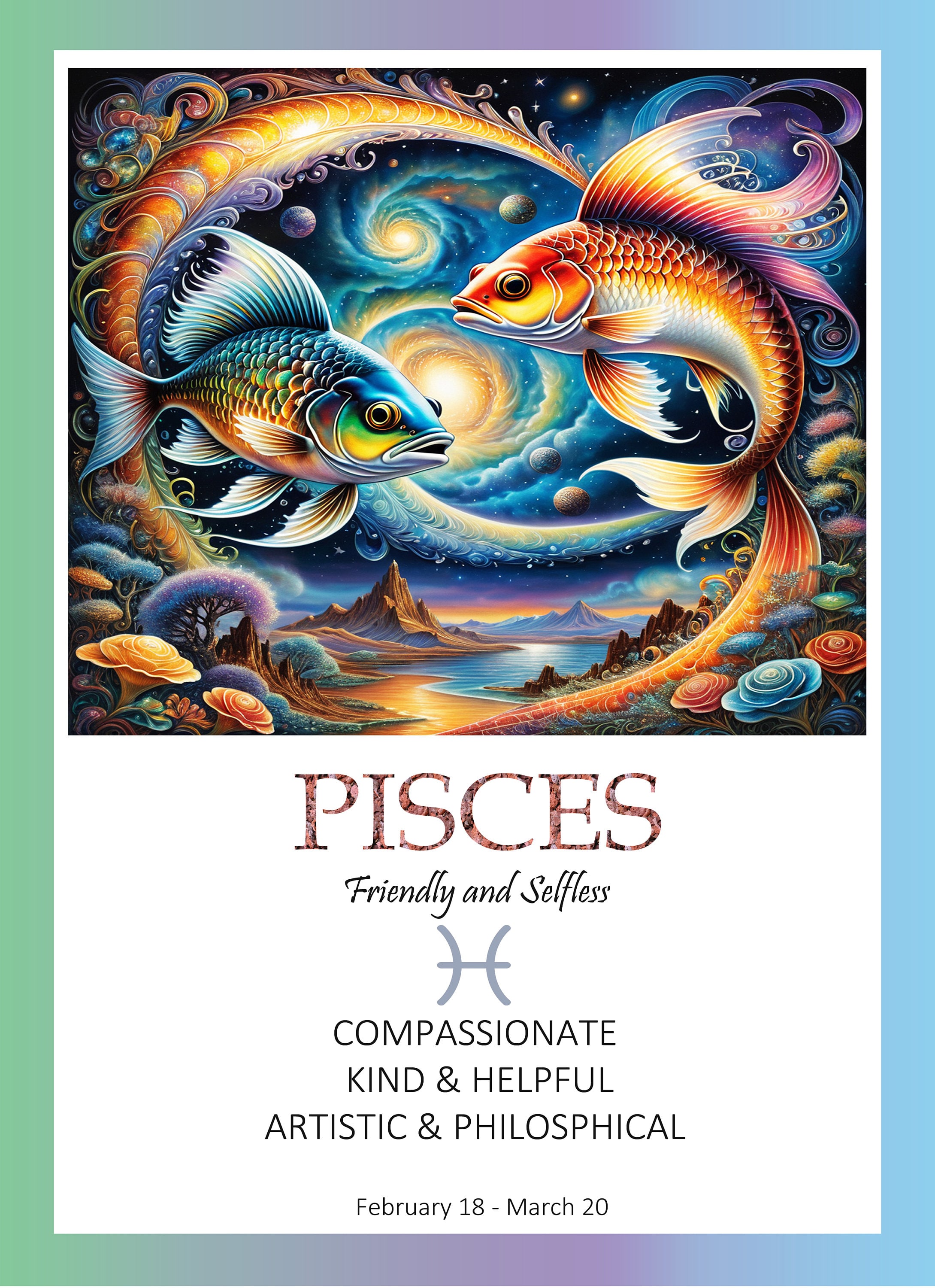 Pisces Psychedelic Art Gift Design Bundle 9 Images Instant Download for ...