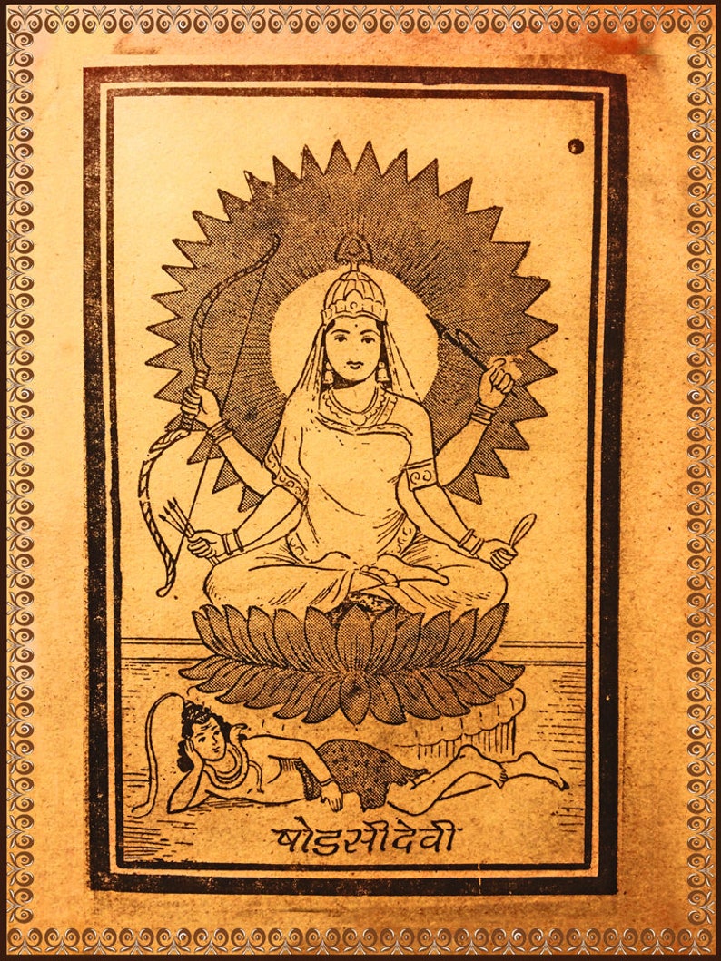 Rustic Ancient Old Print - Indian Goddesses- Devi Dhumavati, Matanidevi ...