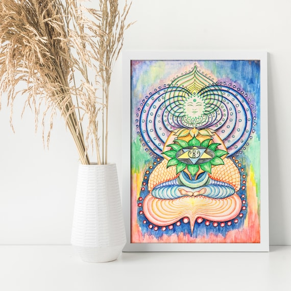 Original Heart Chakra Goddess Painting Original Water Color | Etsy