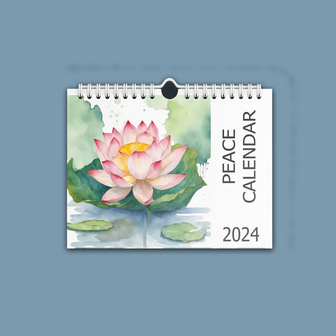 Digital Printable Lotus Peace Calendar 2024 2 Sizes A4 & A3 ...