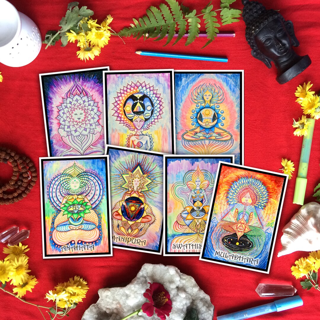 Set of 7 Cards Chakra Altar Cards- Mantra Cards, Affirmation Cards ...